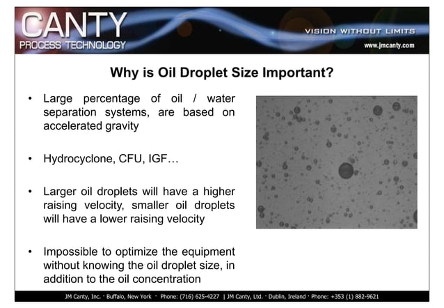 TECHNOLOGY FOR MONITORING OIL DROPLET & SOLIDS PARTICLE SIZE IN ...