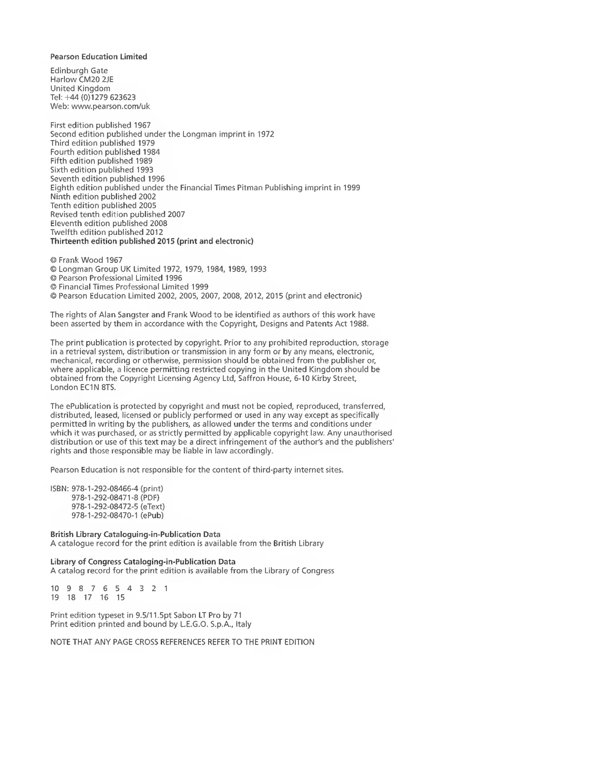 Alan Sangster, Frank Wood - Frank Wood’s Business Accounting-Pearson ...