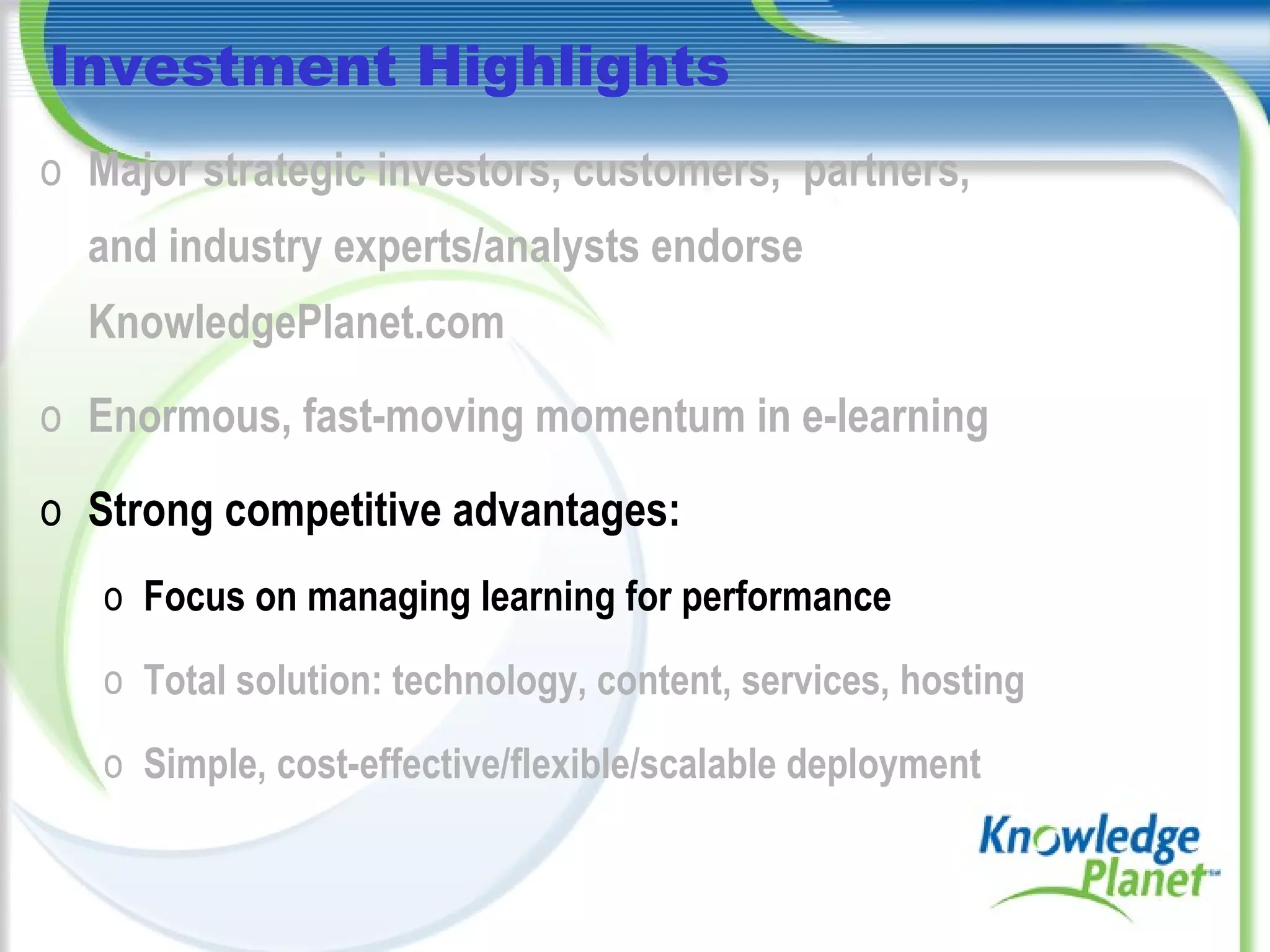 Alan Todd KnowledgePlanet Investor Presentation | PPT