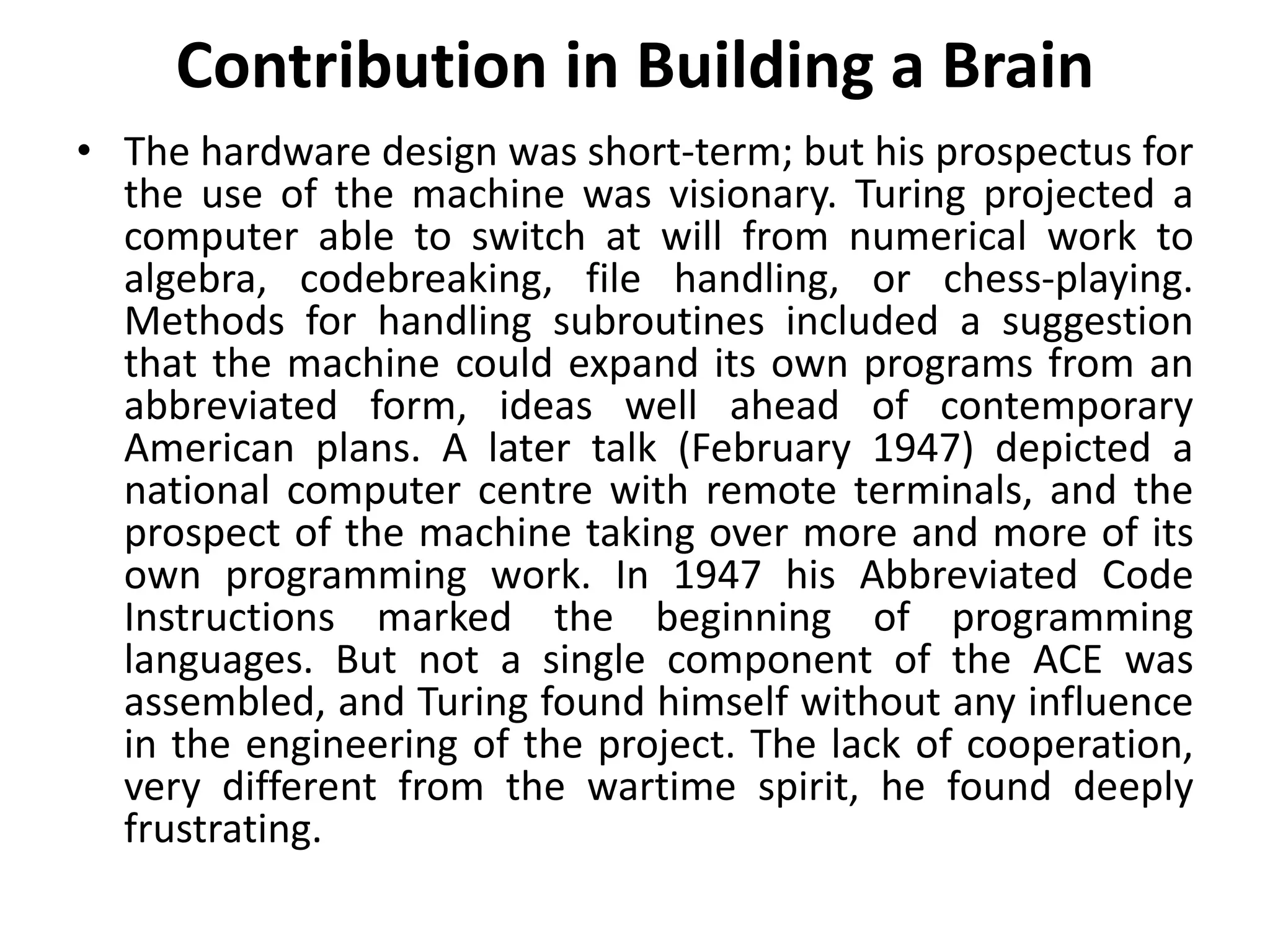 PPT on Alan Turing's Contribution | PPTX