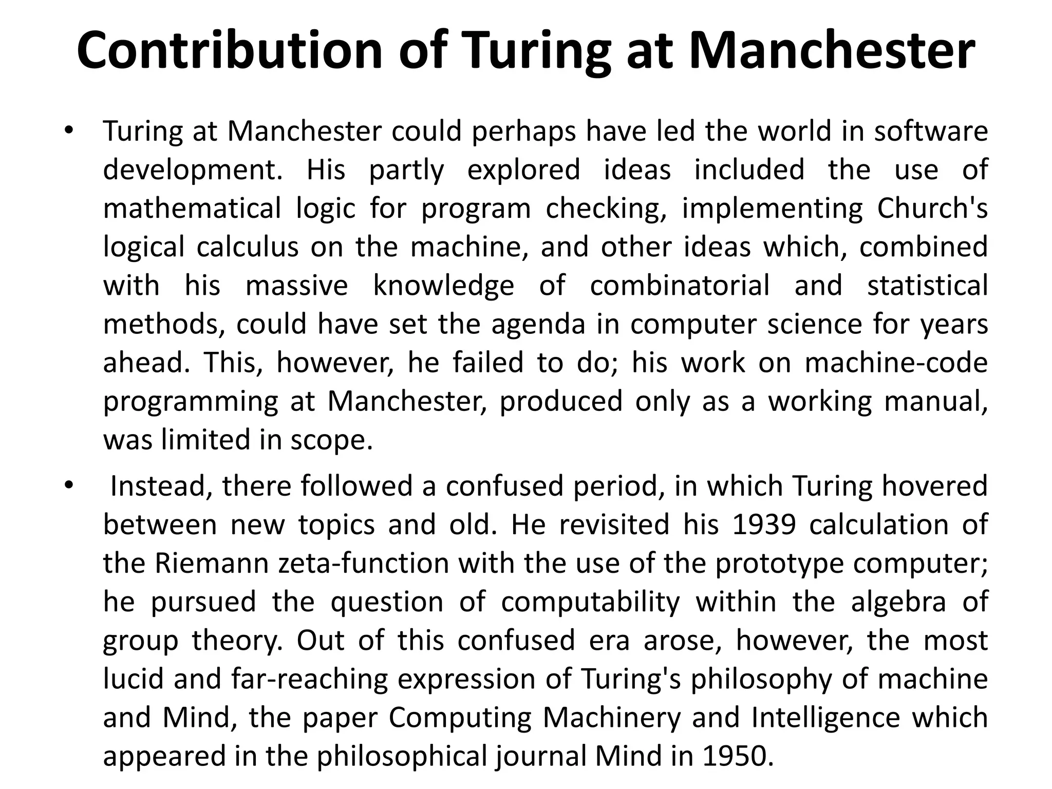 PPT on Alan Turing's Contribution | PPTX