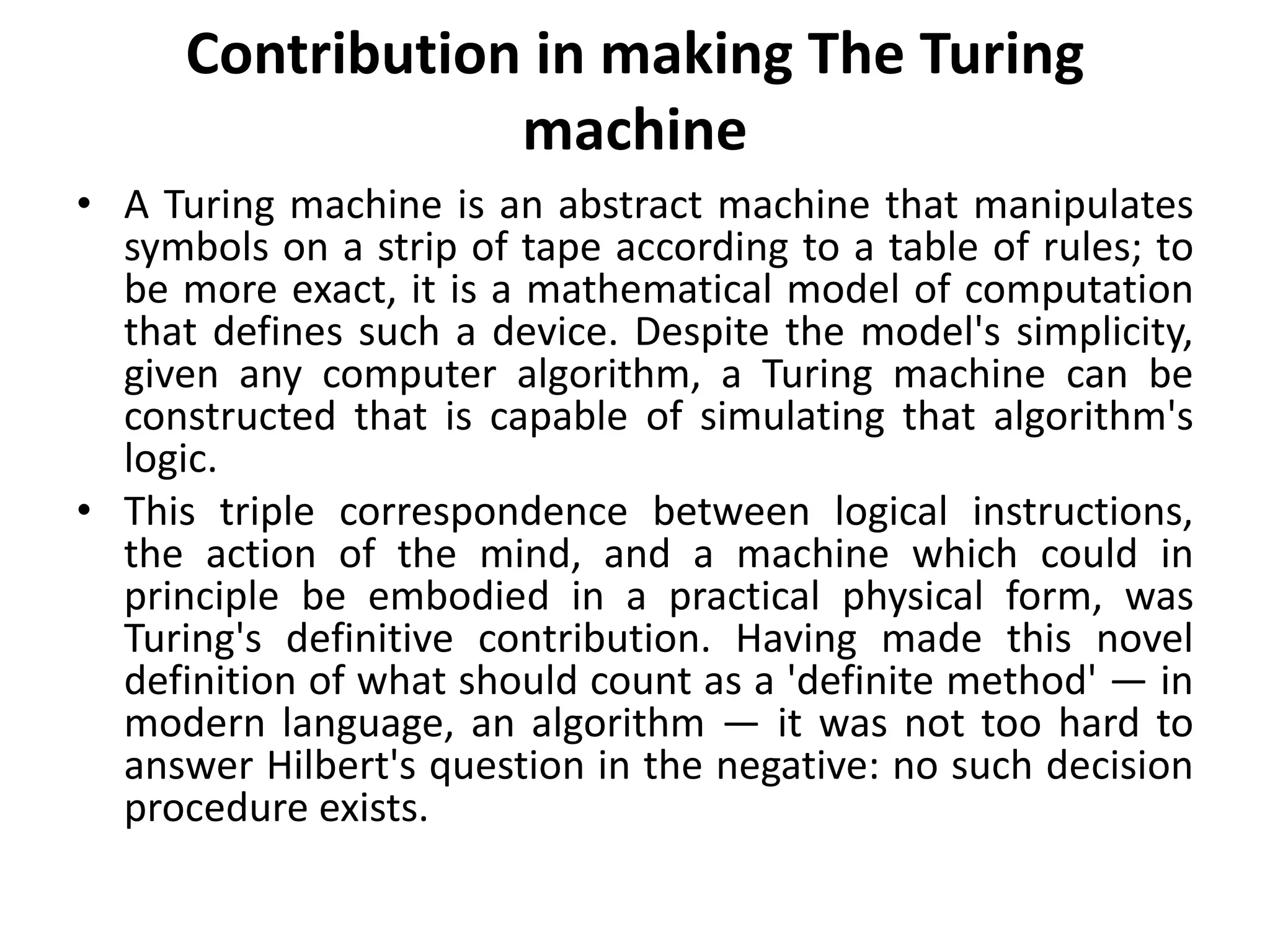 PPT on Alan Turing's Contribution | PPTX
