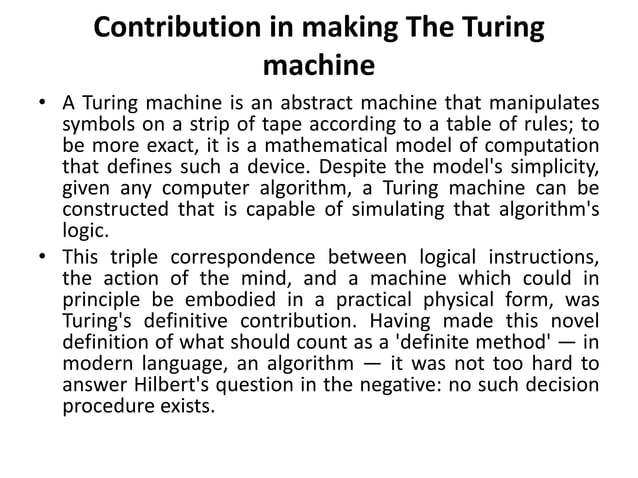 PPT on Alan Turing's Contribution | PPTX
