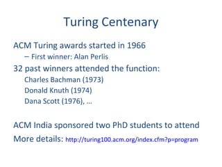 Alan Turing Scientist Unlimited | Turing100@Persistent Systems | PPT