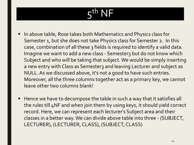 Normalization,1st NF, 2nd NF, 3rd NF, BCNF, 4th NF, 5th NF | PPT