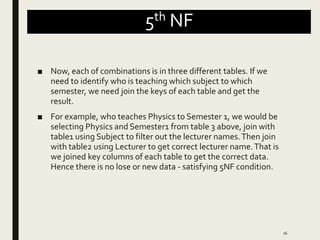 Normalization,1st NF, 2nd NF, 3rd NF, BCNF, 4th NF, 5th NF | PPT