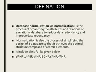 Normalization,1st NF, 2nd NF, 3rd NF, BCNF, 4th NF, 5th NF | PPT