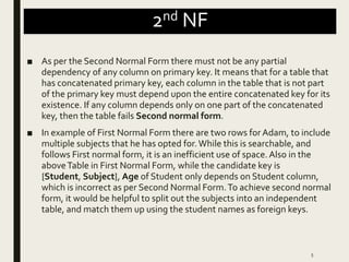 Normalization,1st NF, 2nd NF, 3rd NF, BCNF, 4th NF, 5th NF | PPT