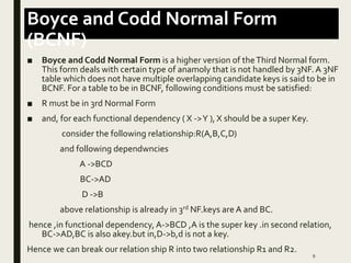 Normalization,1st NF, 2nd NF, 3rd NF, BCNF, 4th NF, 5th NF | PPTX