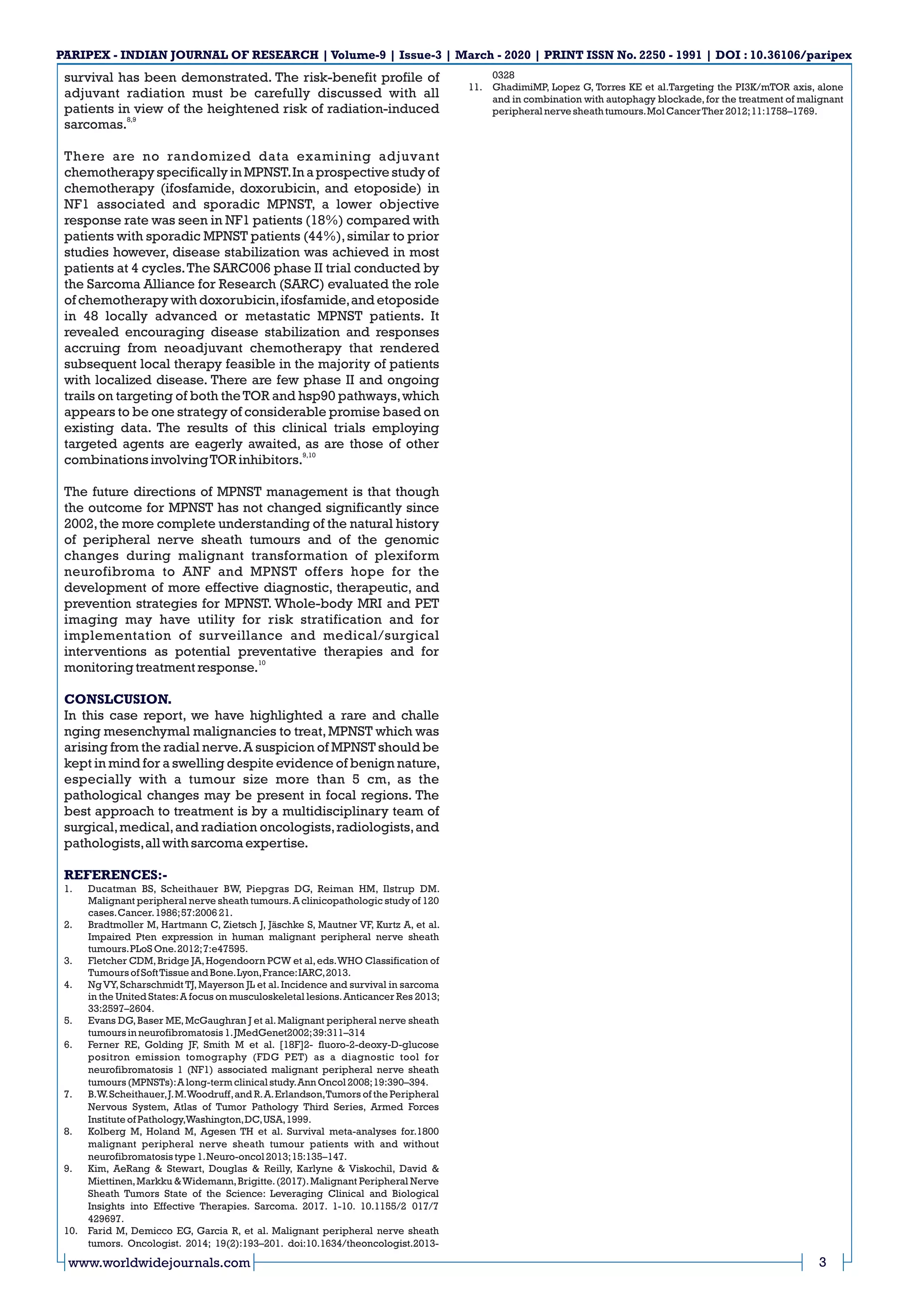 A large malignant peripheral nerve sheath tumour (mpsnt) of radial ...
