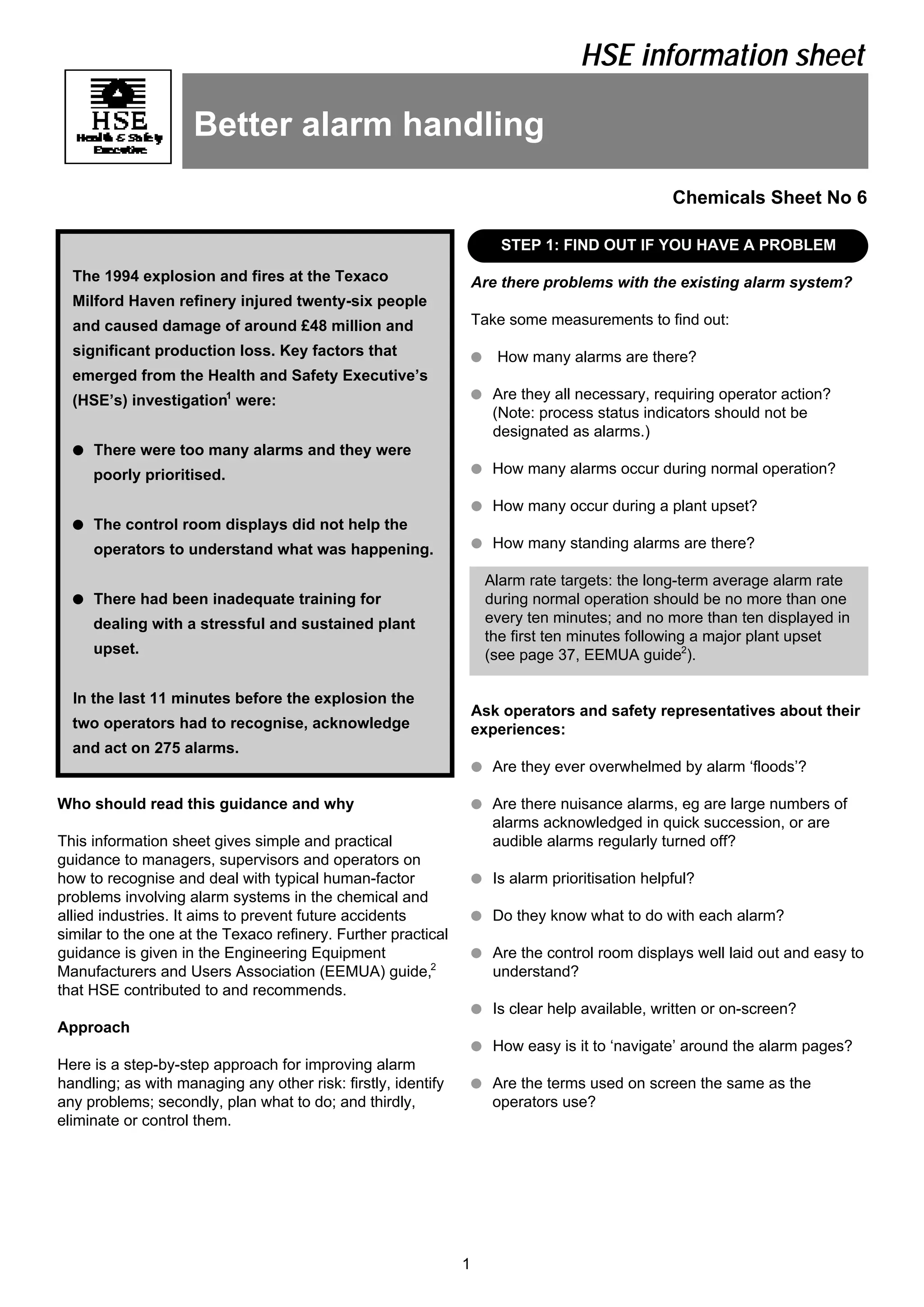 Alarm information sheet | PDF