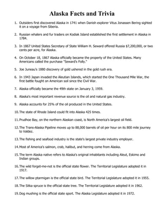 Alaska Facts and Trivia | DOCX
