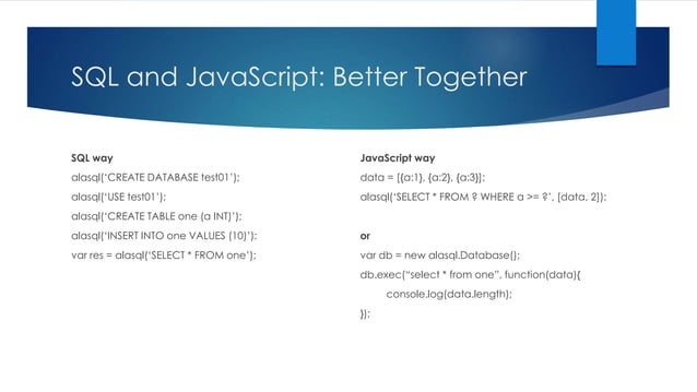 Alasql Fast Javascript In Memory Sql Database Pptx 2937