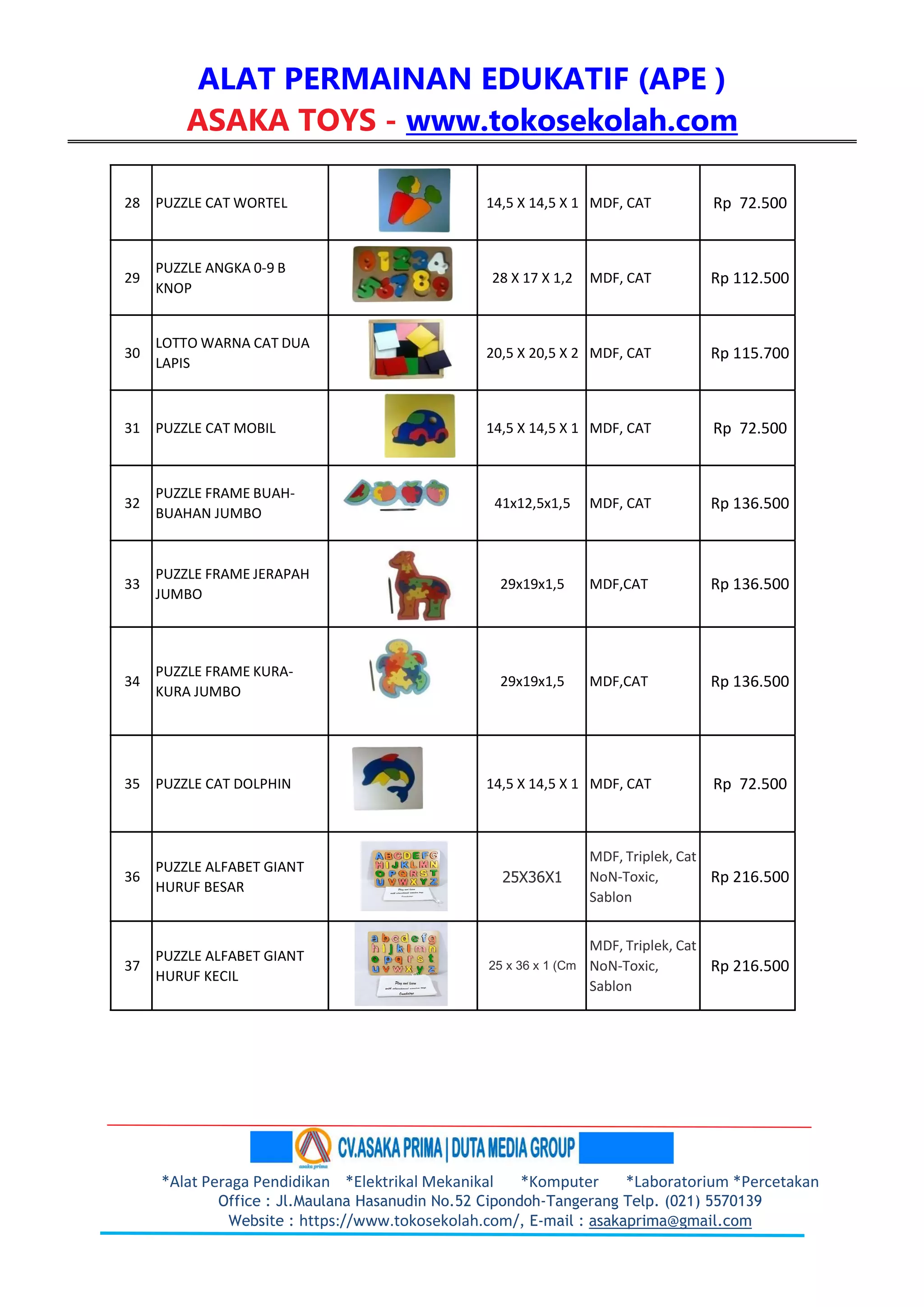 Alat Permainan Edukatif (APE) PAUD-TK-RA | PDF