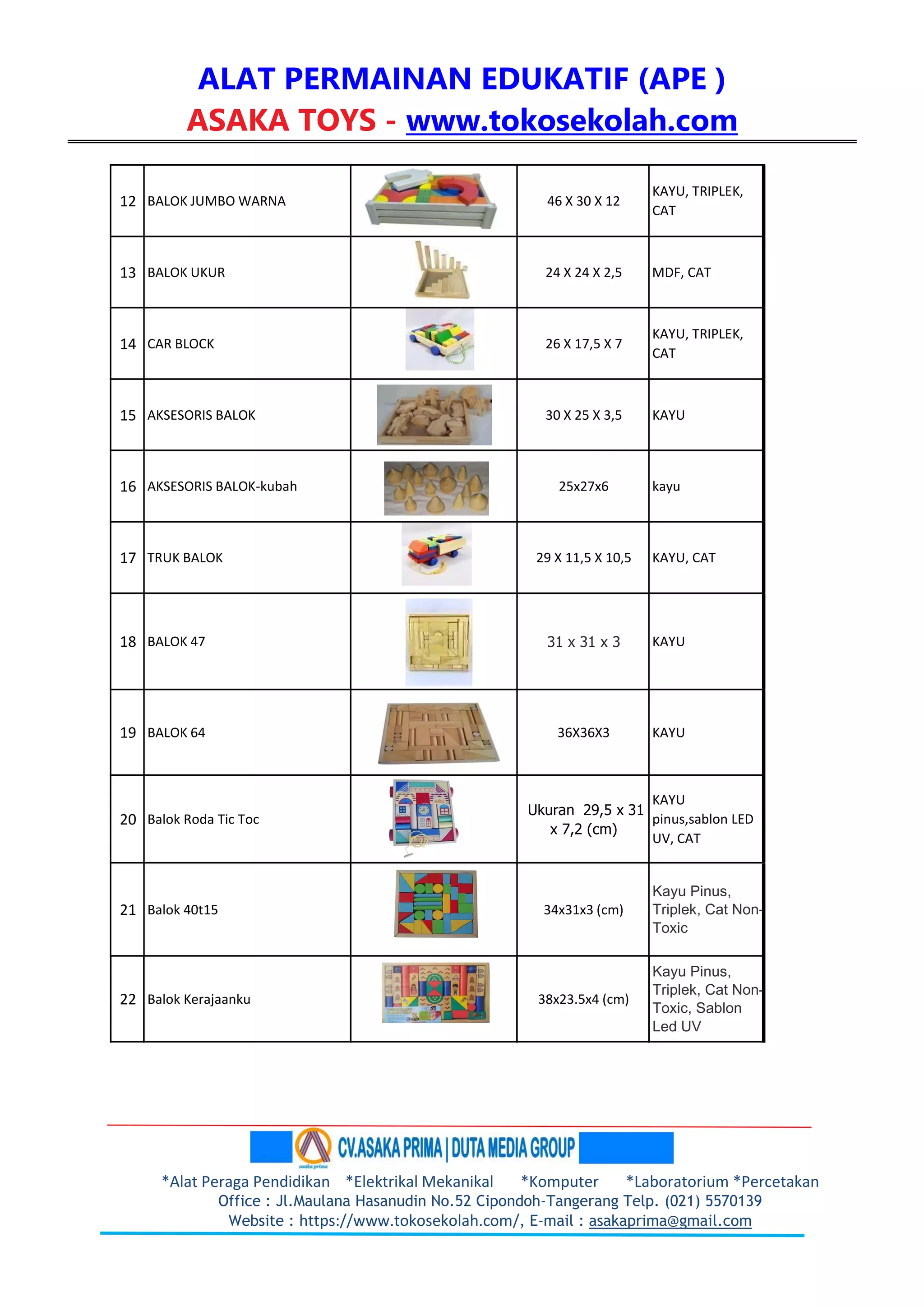 Alat Permainan Edukatif (APE) PAUD-TK-RA | PDF