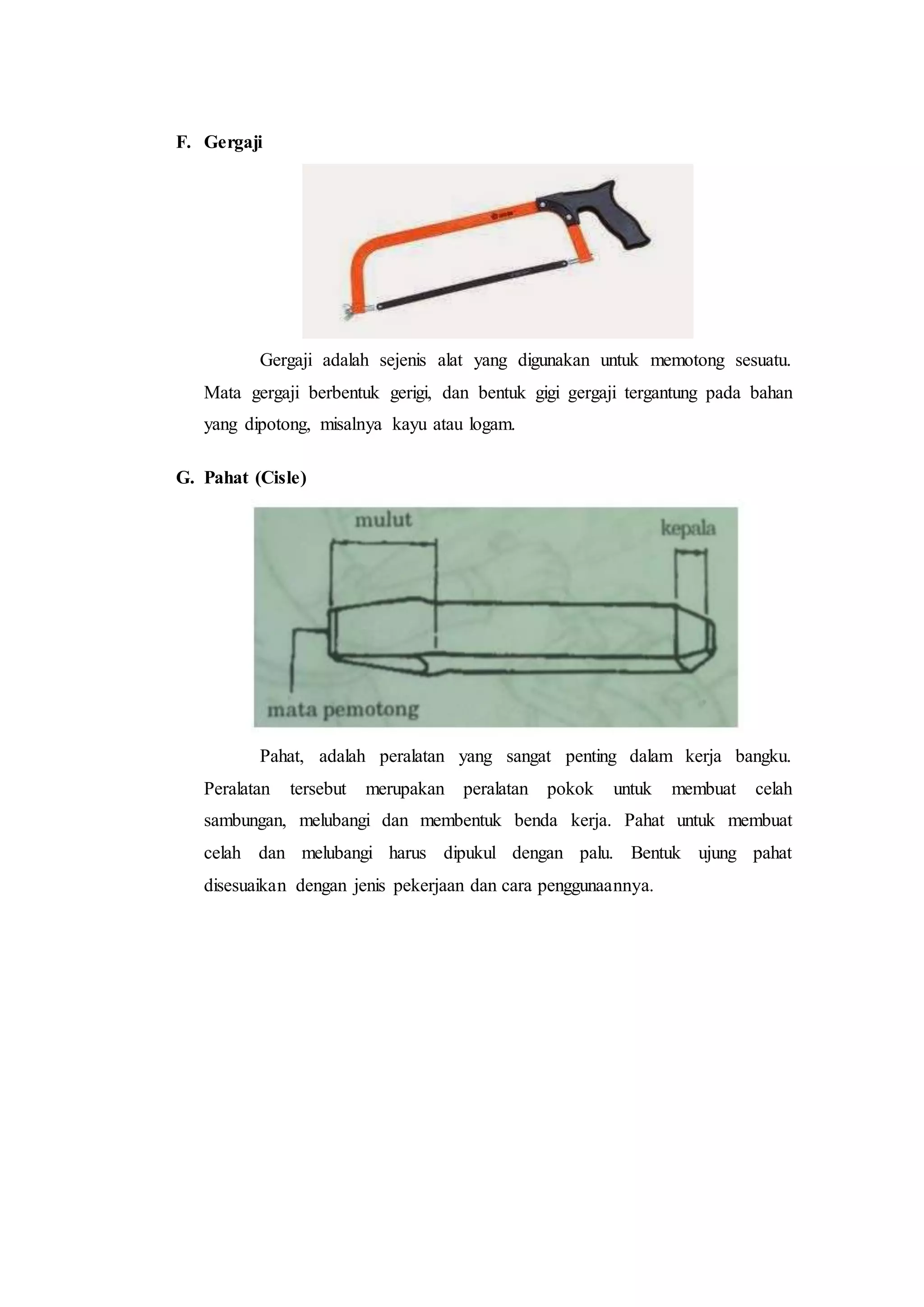 Alat alat kerja bangku mesin | DOCX