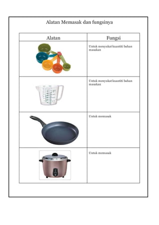 Alatan memasak dan fungsi | DOCX