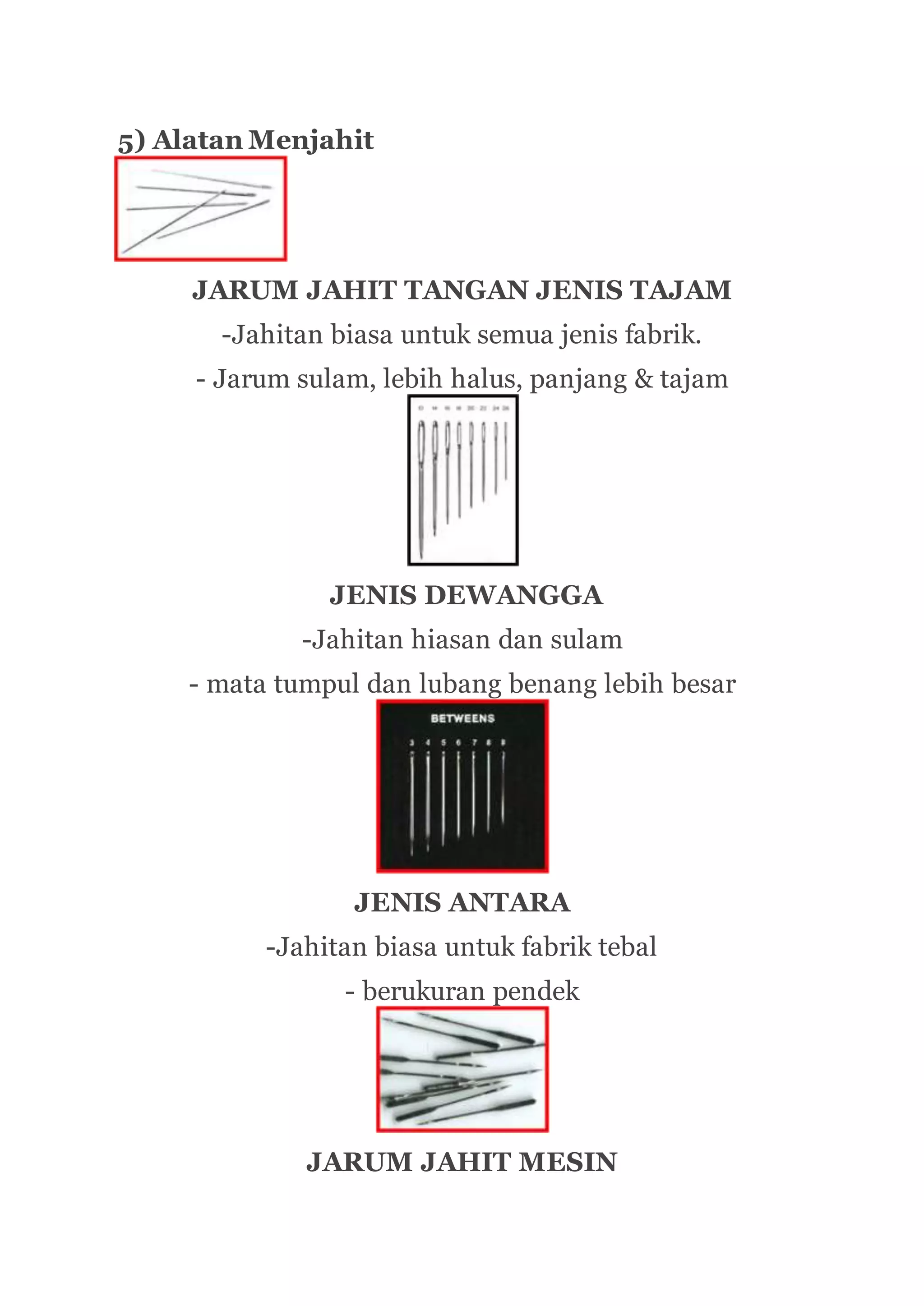 Alatan menjahit | DOCX