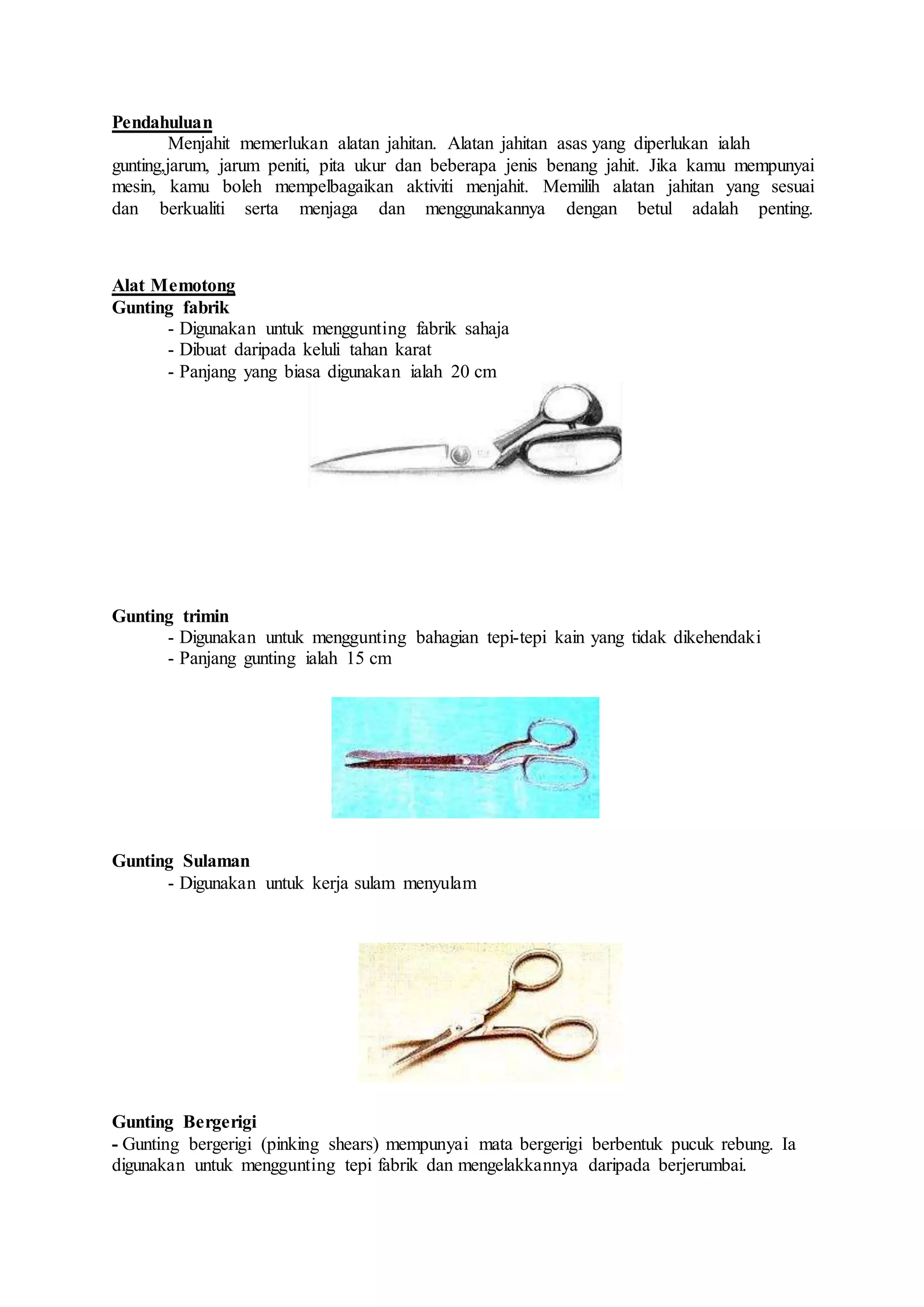 Alatan menjahit | DOCX