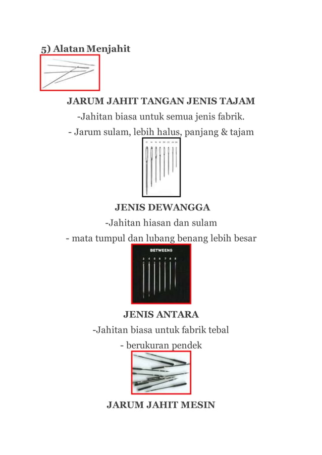 Alatan menjahit | DOCX