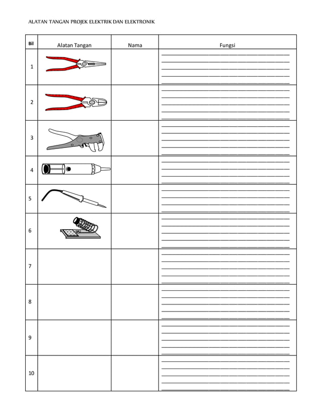 Alatan tangan projek elektrik dan elektronik t2 | DOCX