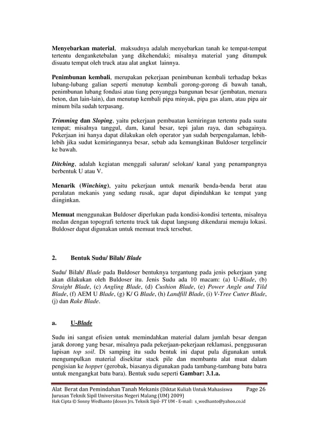 Alat berat dan pemindahan tanah mekanis bab iii penggunaan & kemampuan alat | PDF