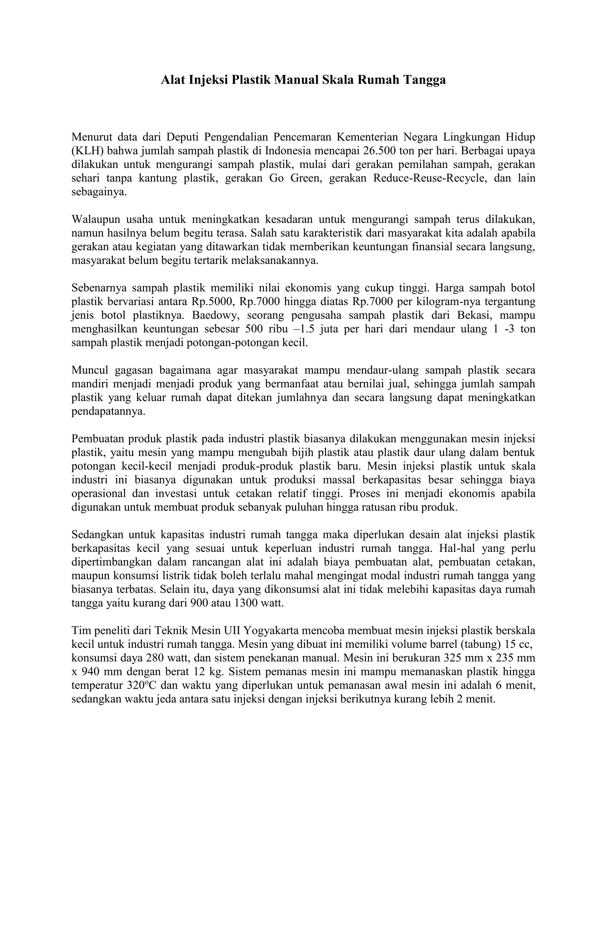 Alat injeksi plastik | DOCX