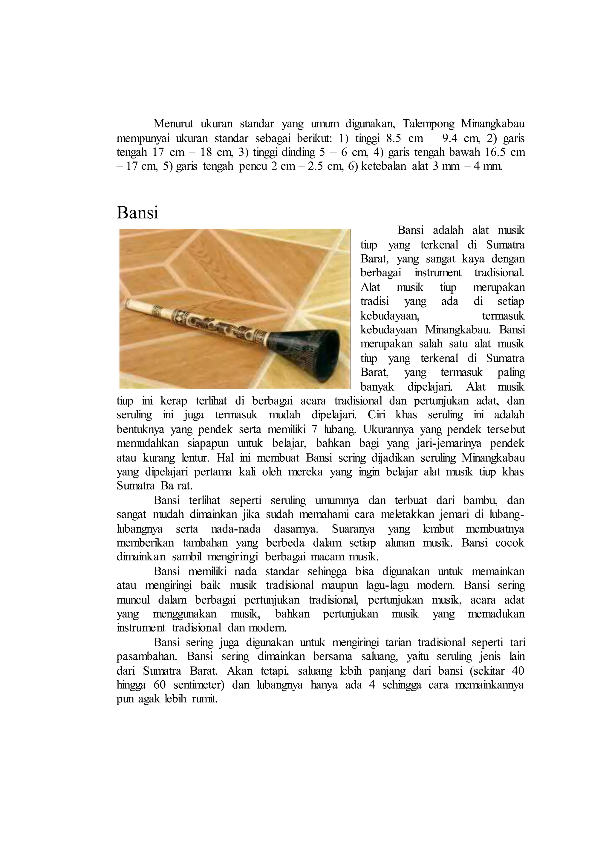 Alat musik sumatera barat | DOCX