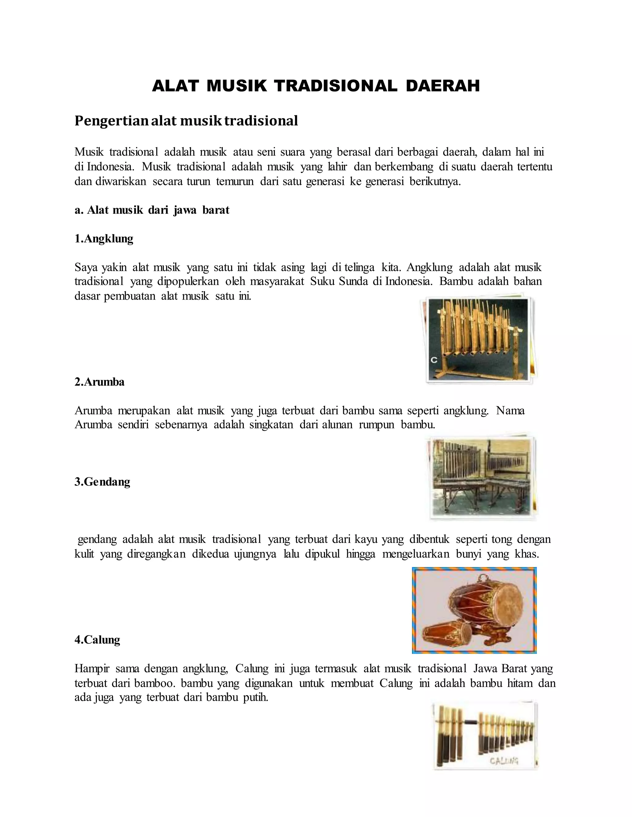 Alat musik tradisional daerah2 | PDF