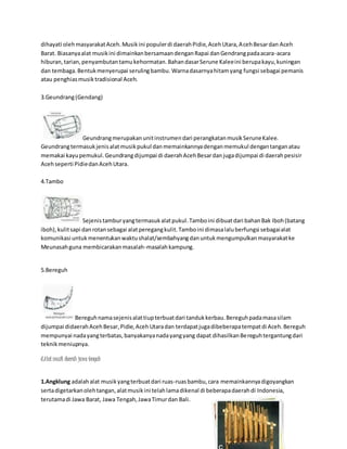 Alat musik tradisional daerah2 | PDF