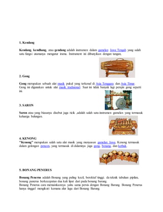Alat musik tradisional daerah2 | DOCX