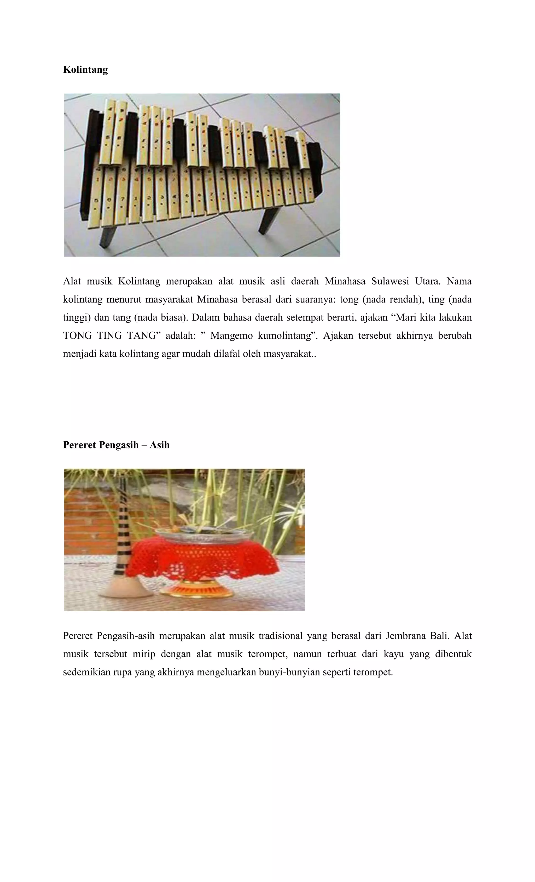 Alat musik tradisional indonesia dan asalny1 | DOCX