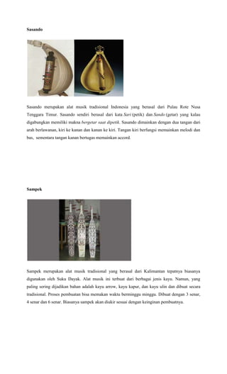 Alat musik tradisional indonesia dan asalny1 | DOCX