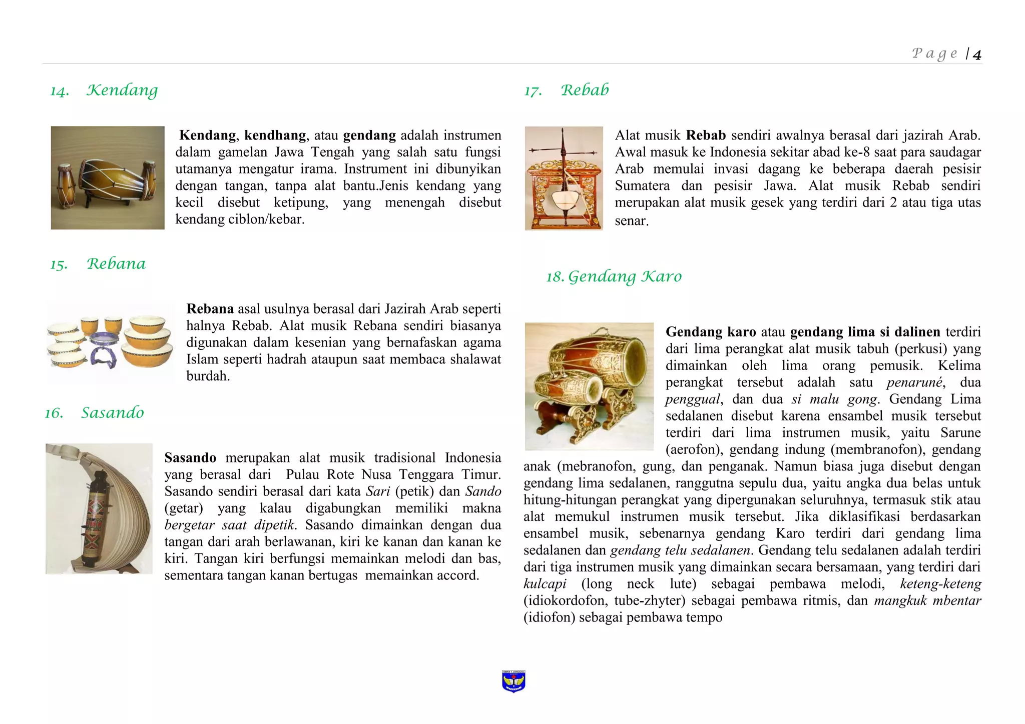 Alat Musik Tradisional Nusantara | PDF