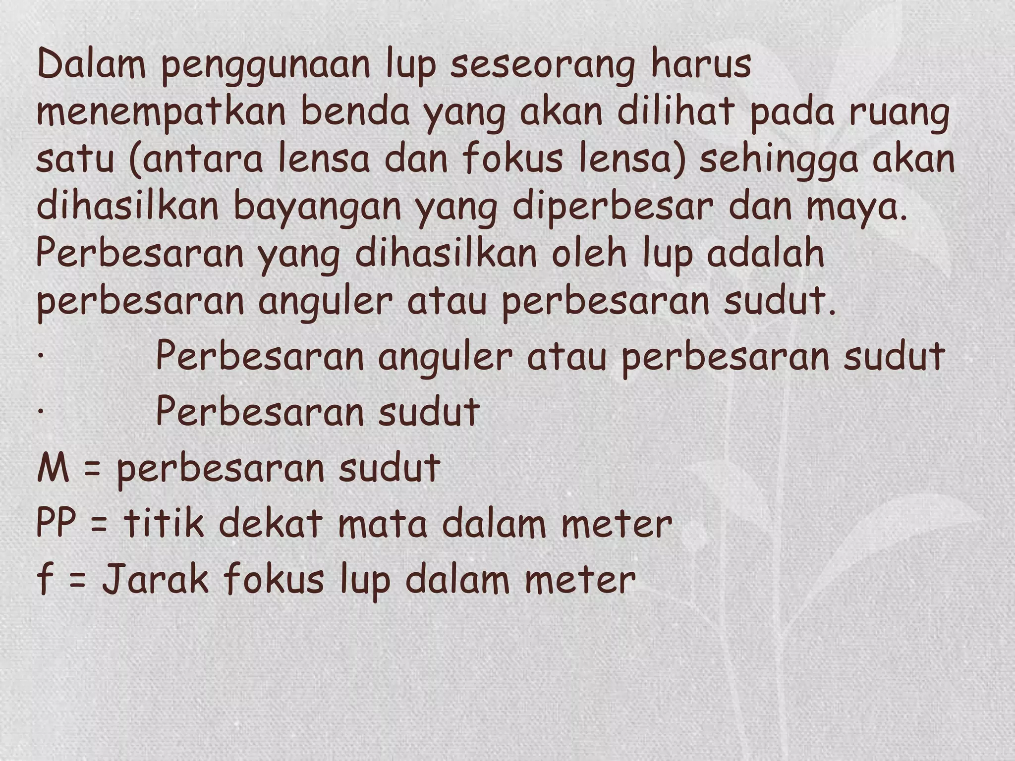 Alat Optik Lup (Kaca Pembesar) | PPTX