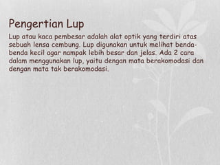 Alat Optik Lup (Kaca Pembesar) | PPTX