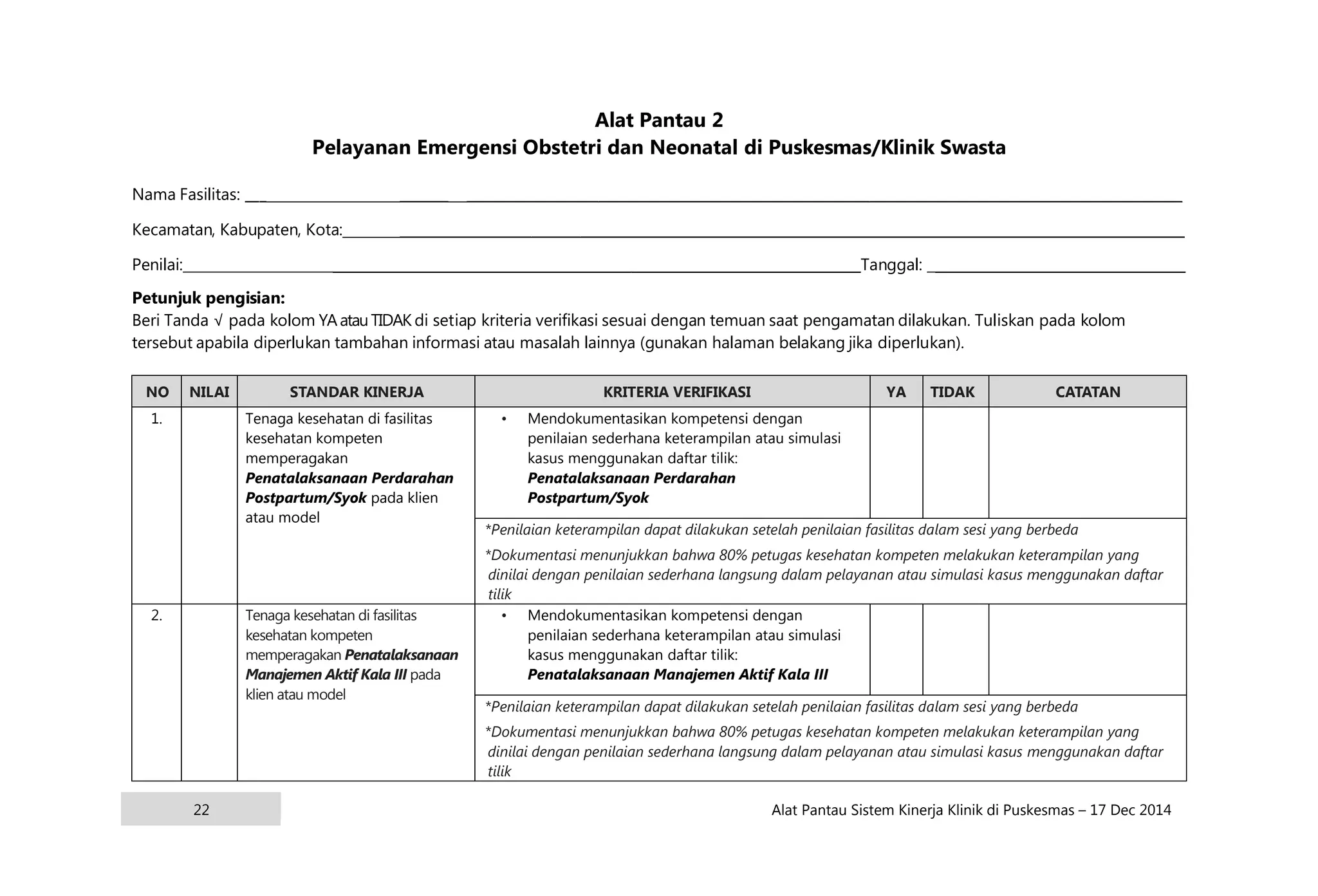 Alat Pantau Sistem Kinerja Klinik di Puskesmas | PDF