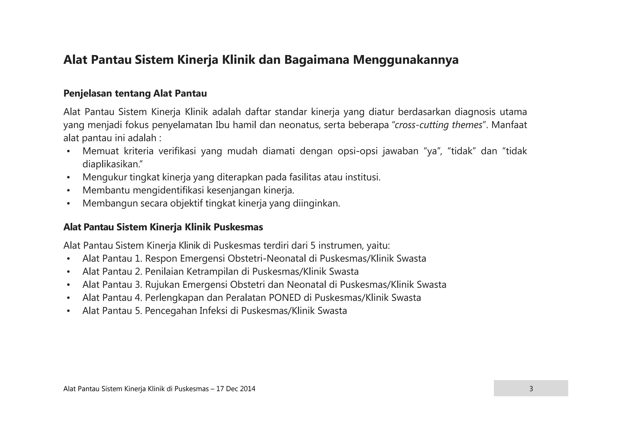 Alat Pantau Sistem Kinerja Klinik di Puskesmas | PDF