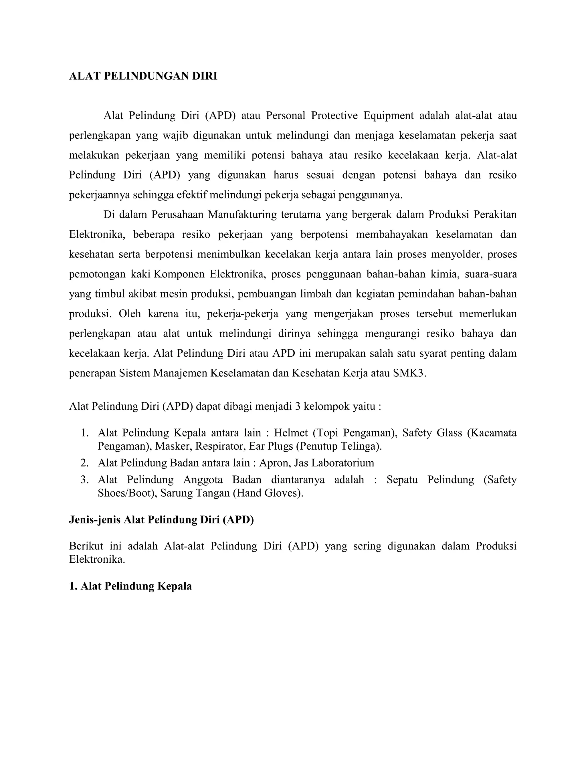 Alat pelindungan diri | PDF