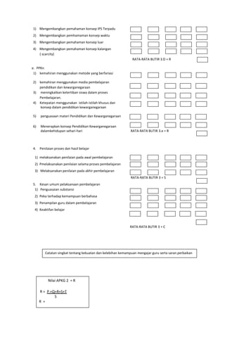 Alat penilaian kemampuan guru (apkg 1 dan 2) 2 | DOC