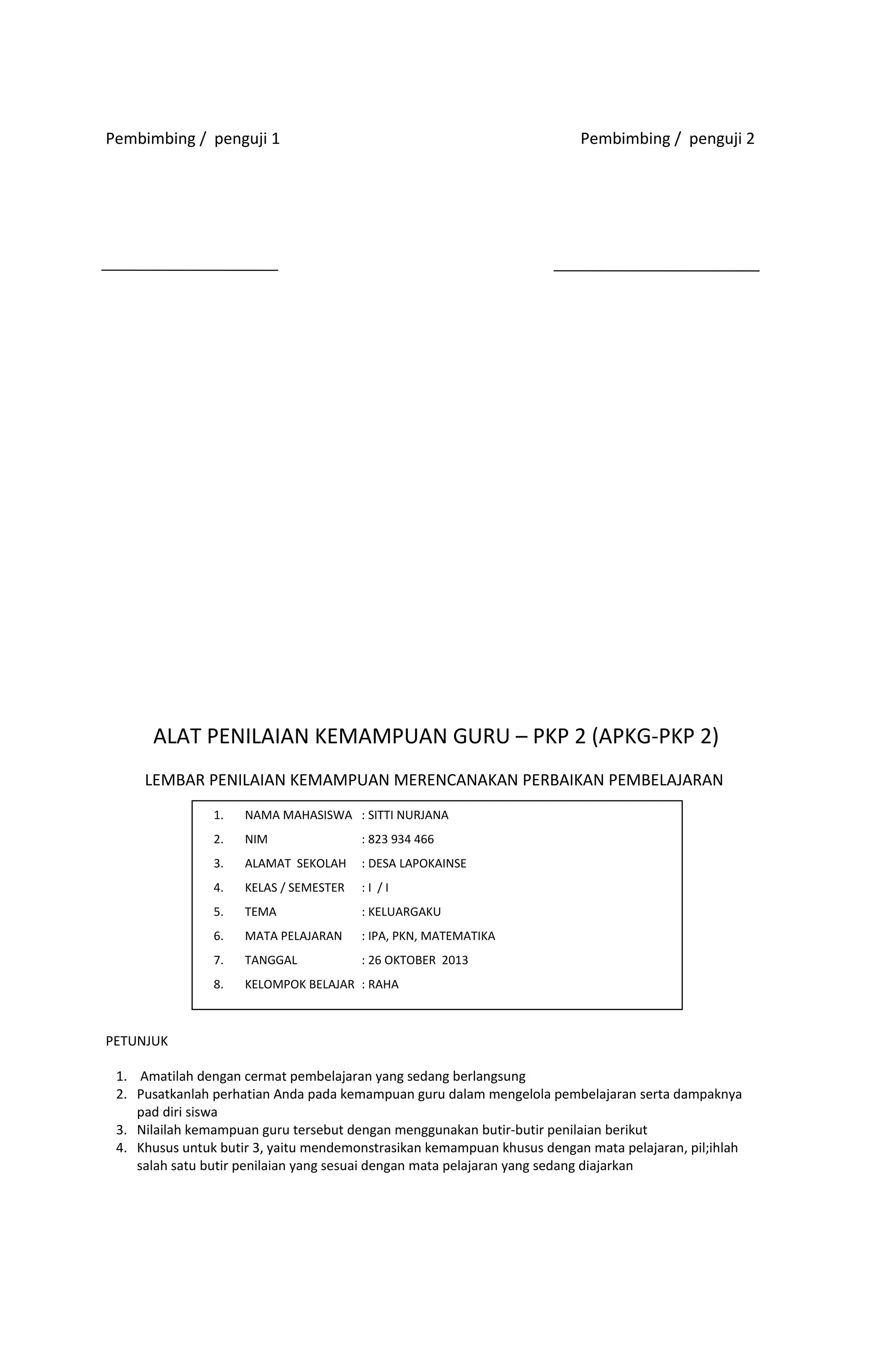 Alat penilaian kemampuan guru (apkg 1 dan 2) 2 | PDF