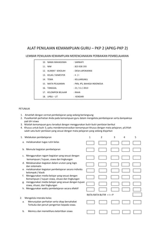 Alat penilaian kemampuan guru (apkg 1 dan 2) 2 | PDF