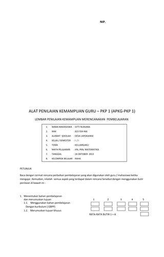 Alat penilaian kemampuan guru (apkg 1 dan 2) 2 | PDF