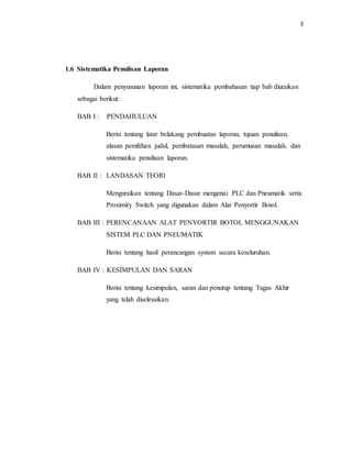 Alat penyortir botol minum berbasis plc | DOCX