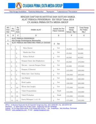 Alat peraga sd dak tahun 2014-2015 | PDF