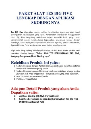 Alat tes big five lengkap dengan skoring big five | PDF
