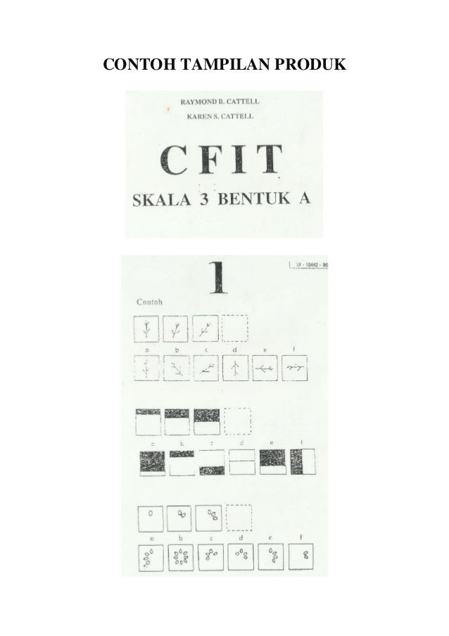 Alat tes cfit lengkap dengan skoring cfit (Skala 3 Bentuk A)