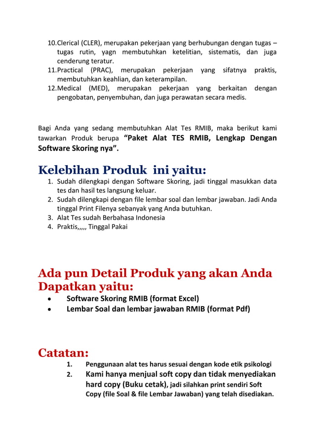 Alat tes rmib lengkap dengan skoring rmib | PDF