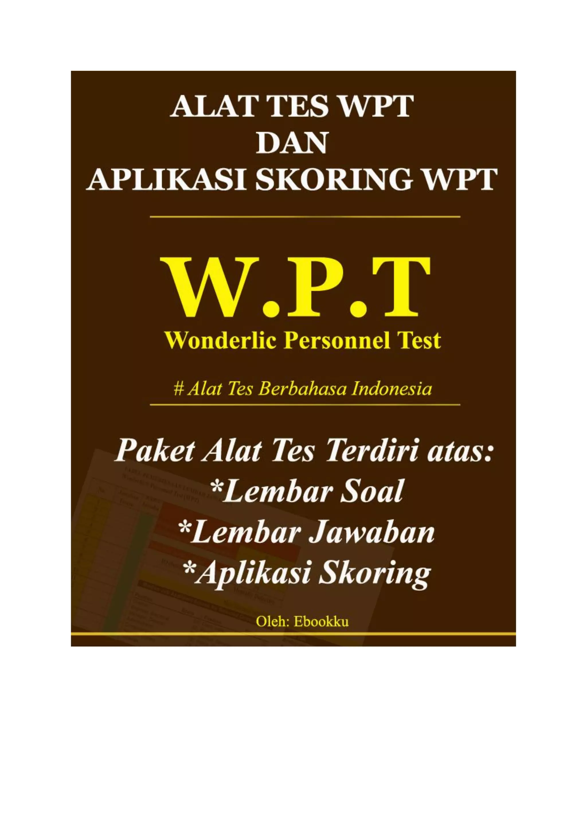 Alat tes wpt lengkap dengan skoring wpt | PDF