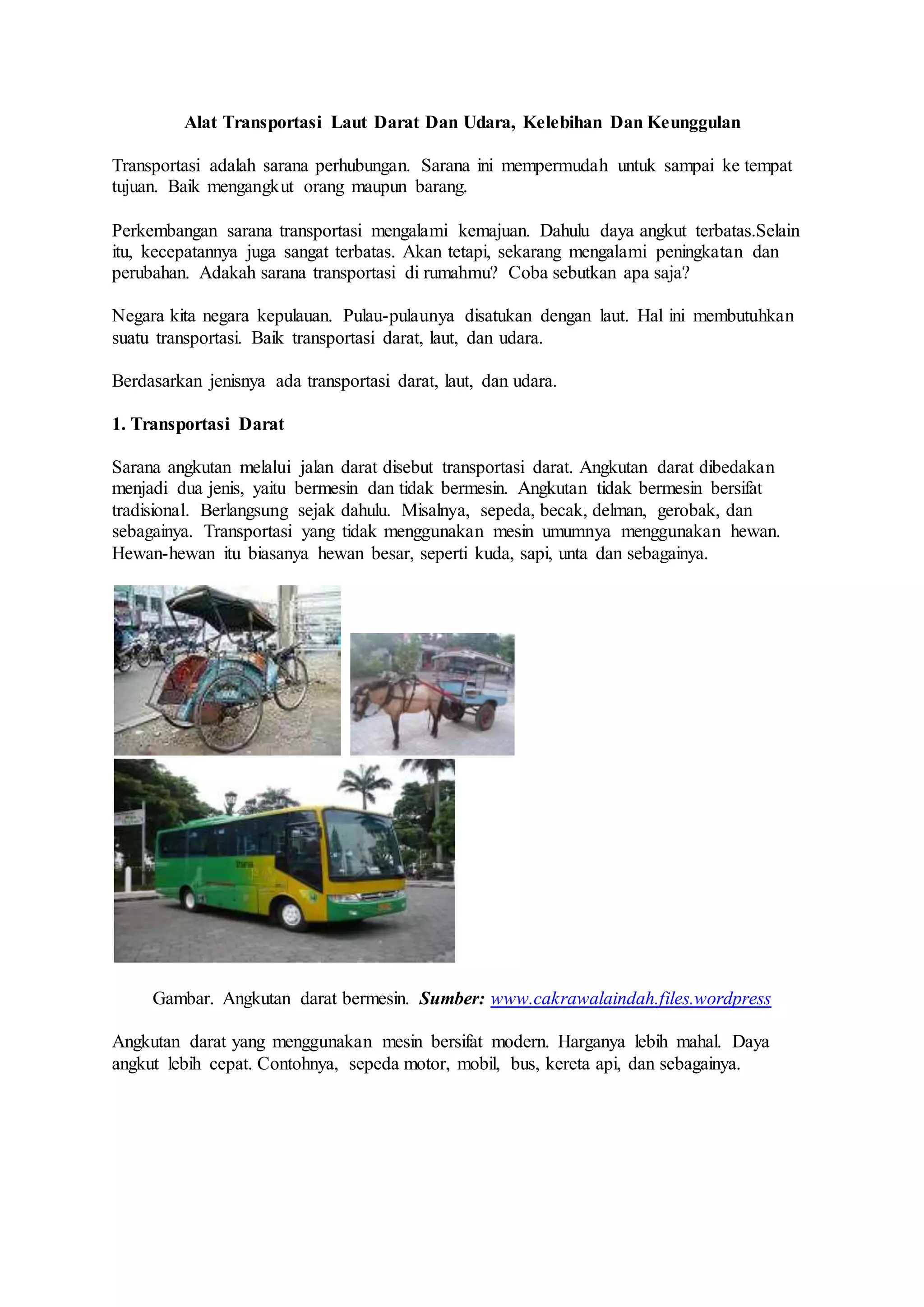 Alat transportasi laut darat dan udara | DOCX